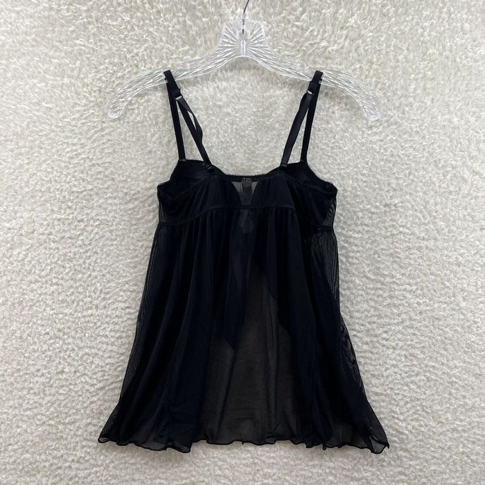 Vintage Gilligan O'Malley Black Mesh Bow Padded Bra Open Front Lingerie ...
