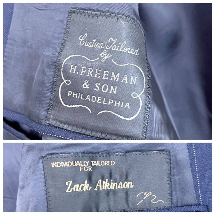 Hickey Freeman Hickey Freeman Custom Wool Suit Navy Blue Striped Mens ...