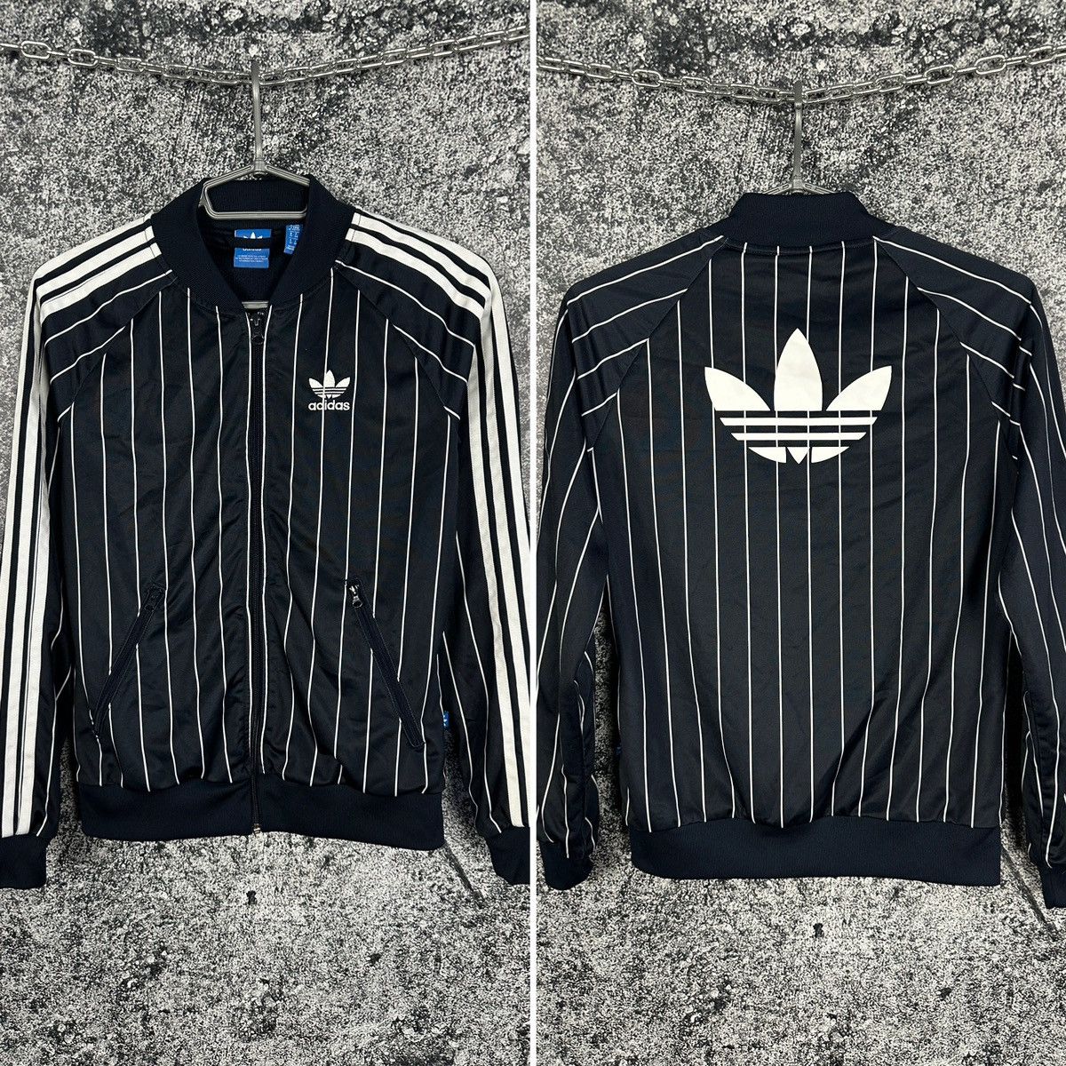 Adidas Adidas Firebird Striped Track Bomber Jacket Big Trefoil Logo ...