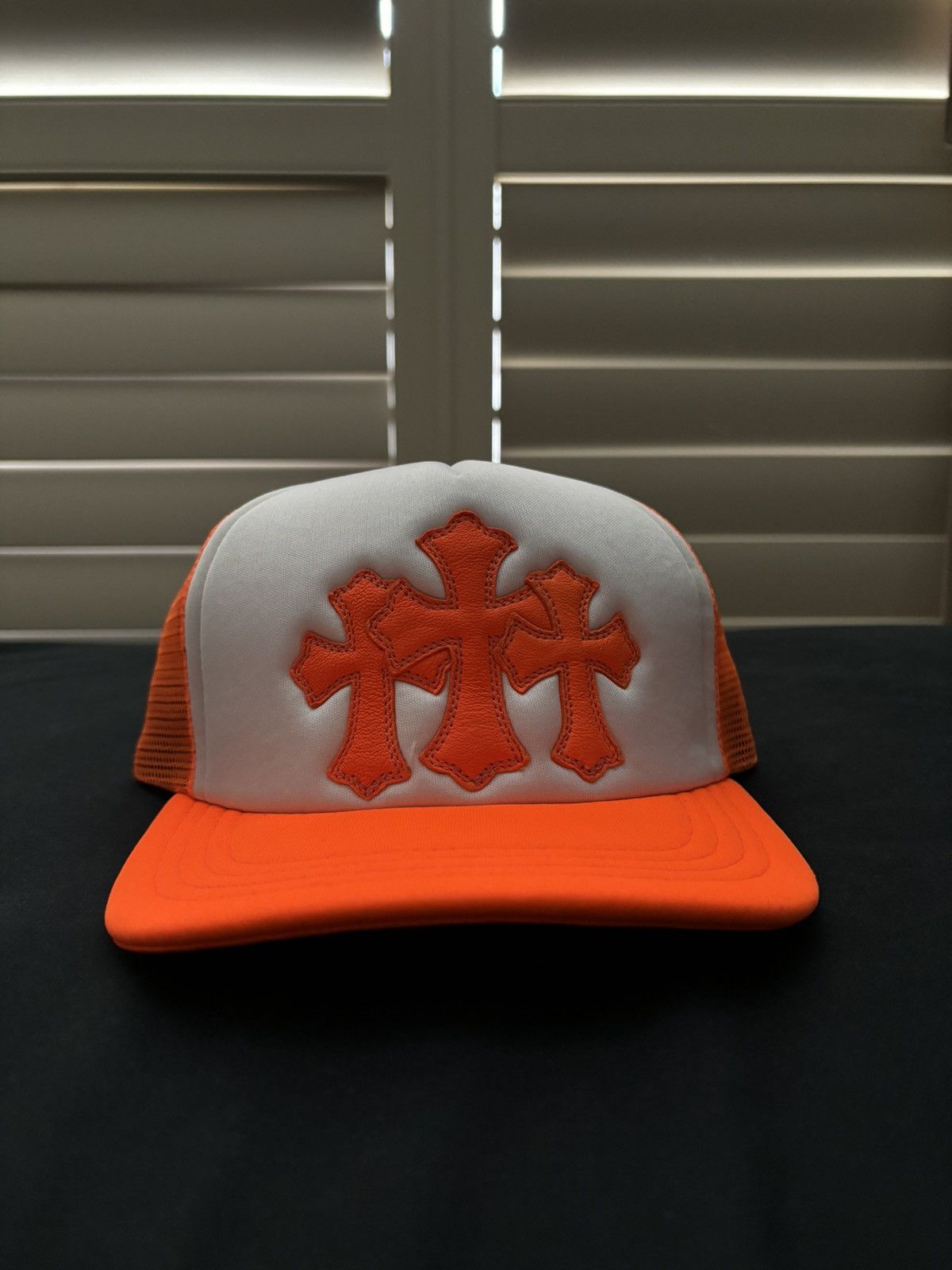 Chrome Hearts Chrome Hearts Triple Cross Patch Orange Trucker Hat | Grailed