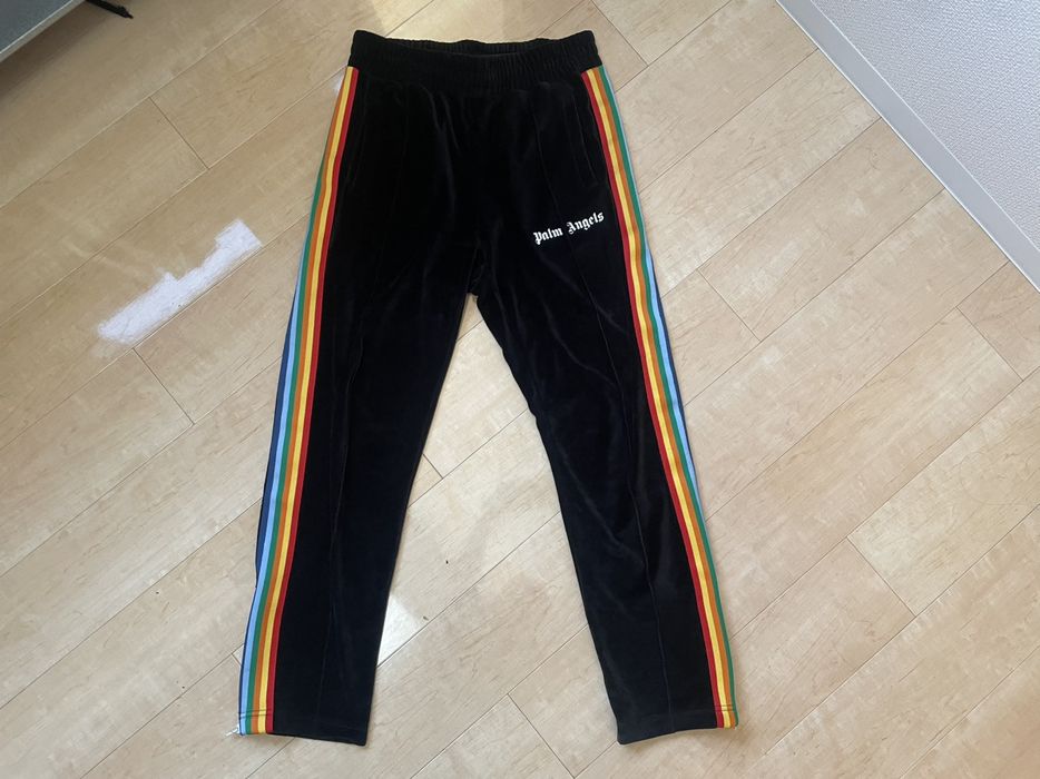Designer Palm Angels RAINBOW TRACK PANTS Black Multicolor Chenille ...