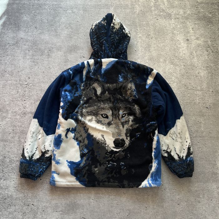 Vintage Vintage Sherpa Animal Woolf Overprint Fleece Jacket 90s | Grailed
