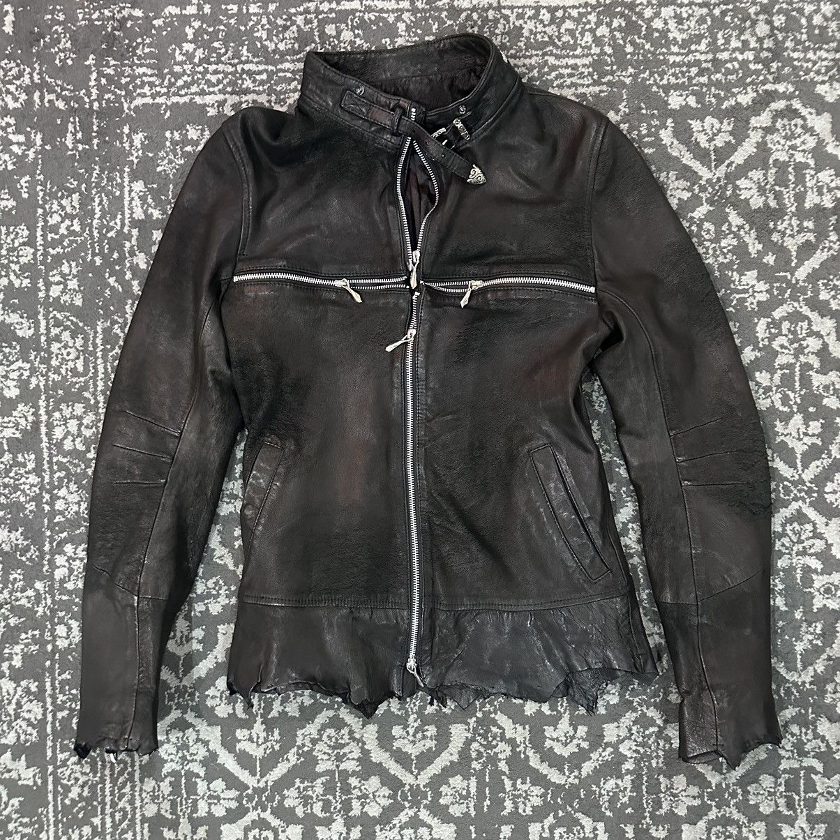 14th Addiction 14th addiction cross zip leather jacket | Grailed
