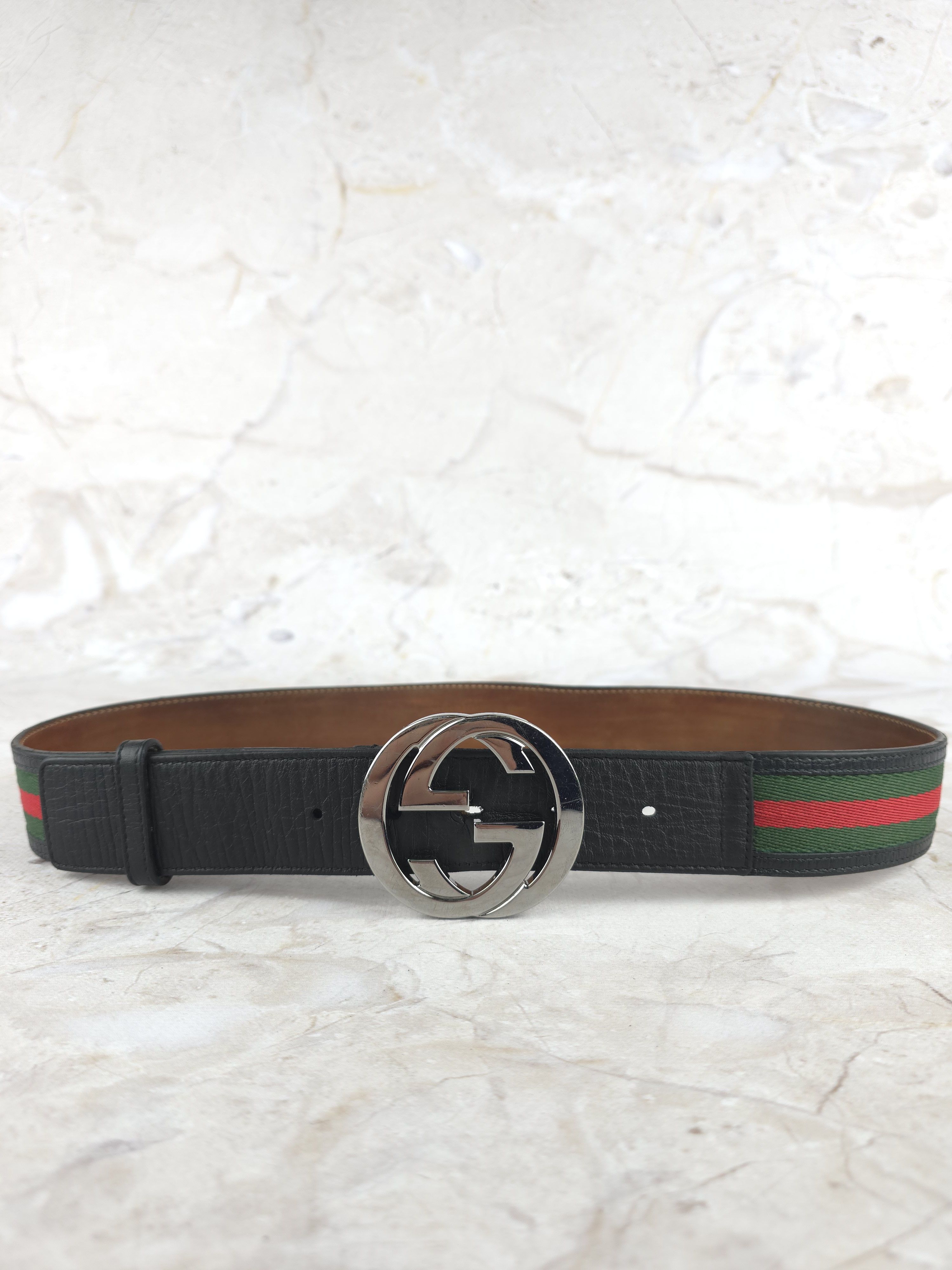 Gucci Gucci Web Interlocking Double G leather belt | Grailed