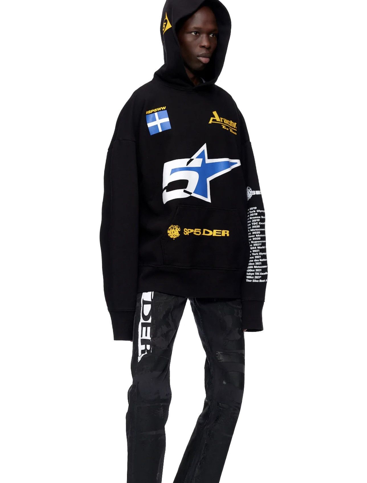 Sp5der × Young Thug SP5DER Pit Crew Oversized Hoodie | Grailed