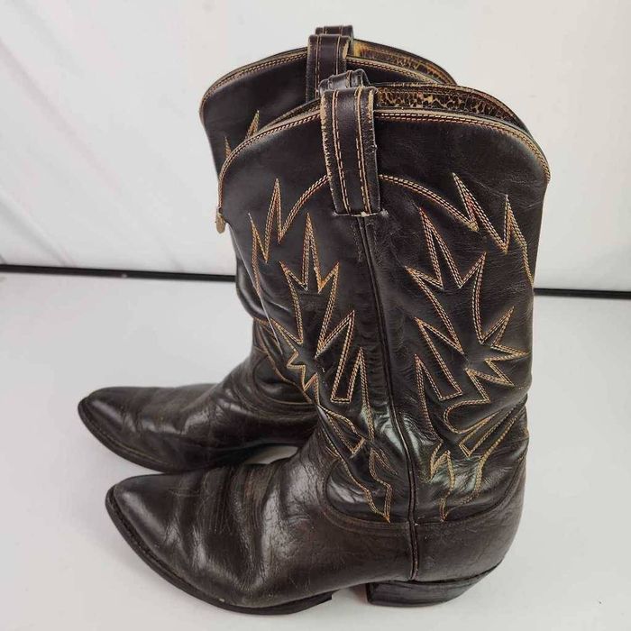 Tony Lama Tony Lama Mens Cowboy Boots Brown Leather Embroidered 12 ...