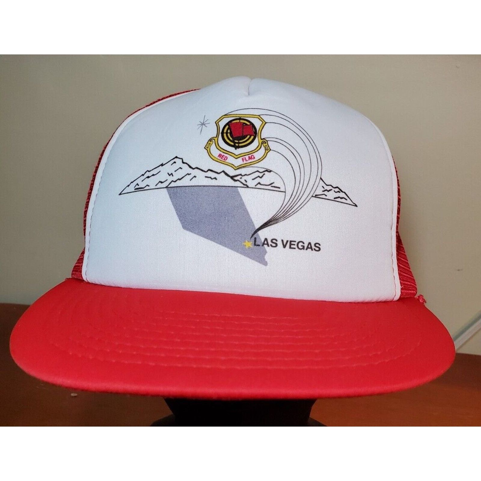 Trucker Hat Vintage Nellis Air Force Base Hat Red Flag Nevada USAF Cap ...