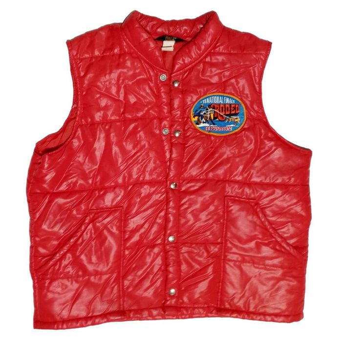 Swingster 1978 Hesston Rodeo Puffer Vest NFR Puffy Red Roper Cowboy XL ...