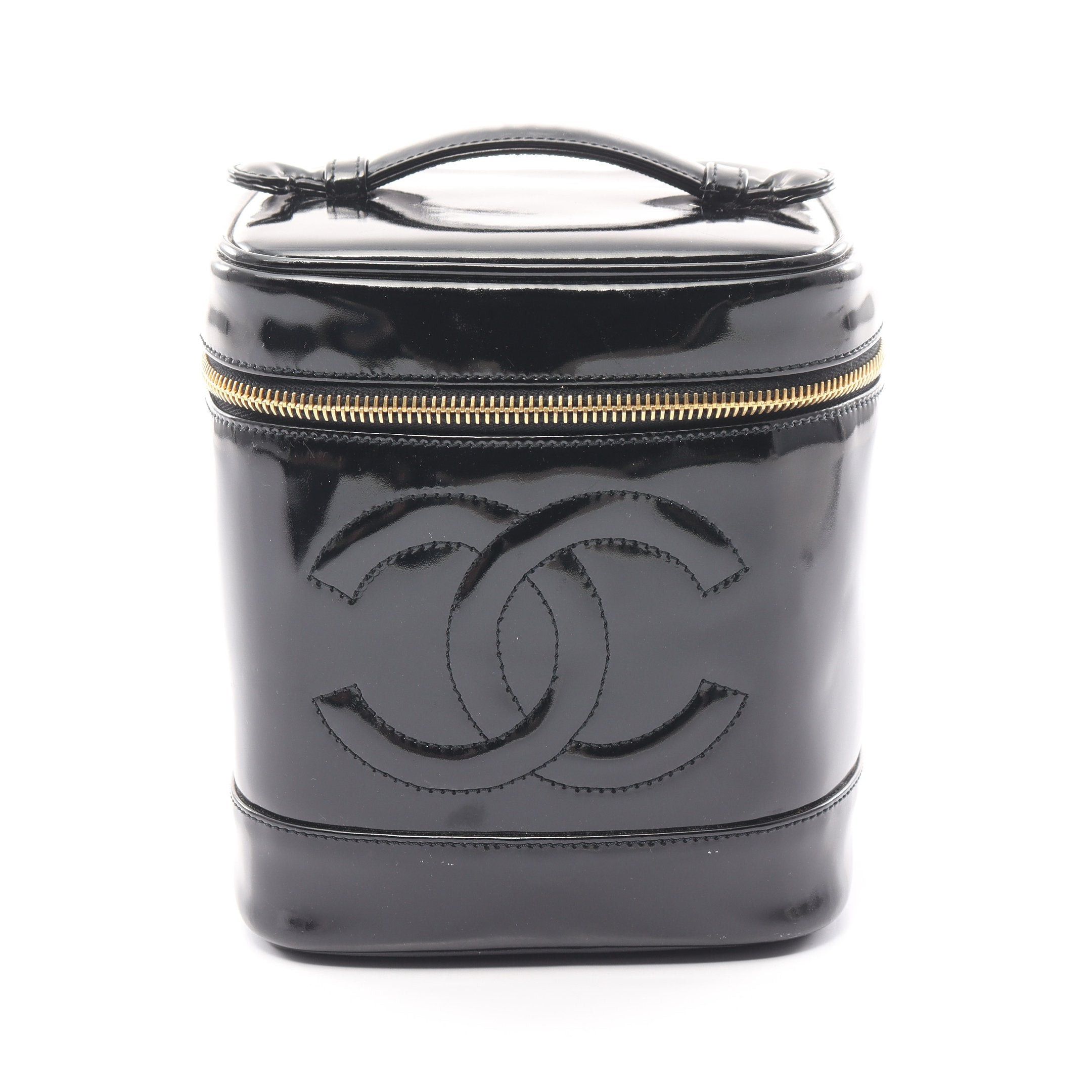 Chanel Chanel Coco Mark Handbag Vanity Bag Patent Leather Black Gold ...