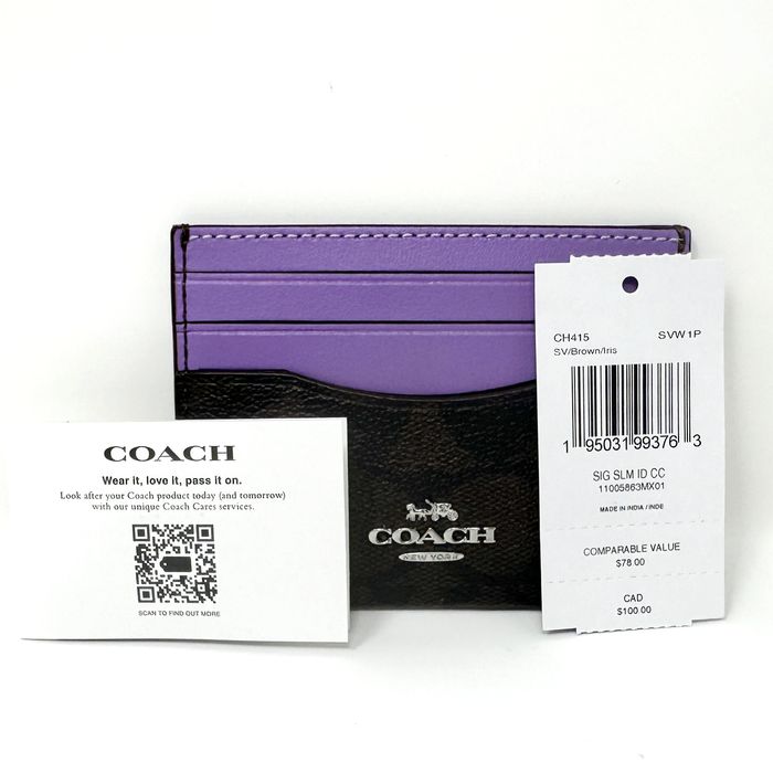 Coach NWT Coach Slim Id Card Case In Signature Canvas & Leather | Grailed