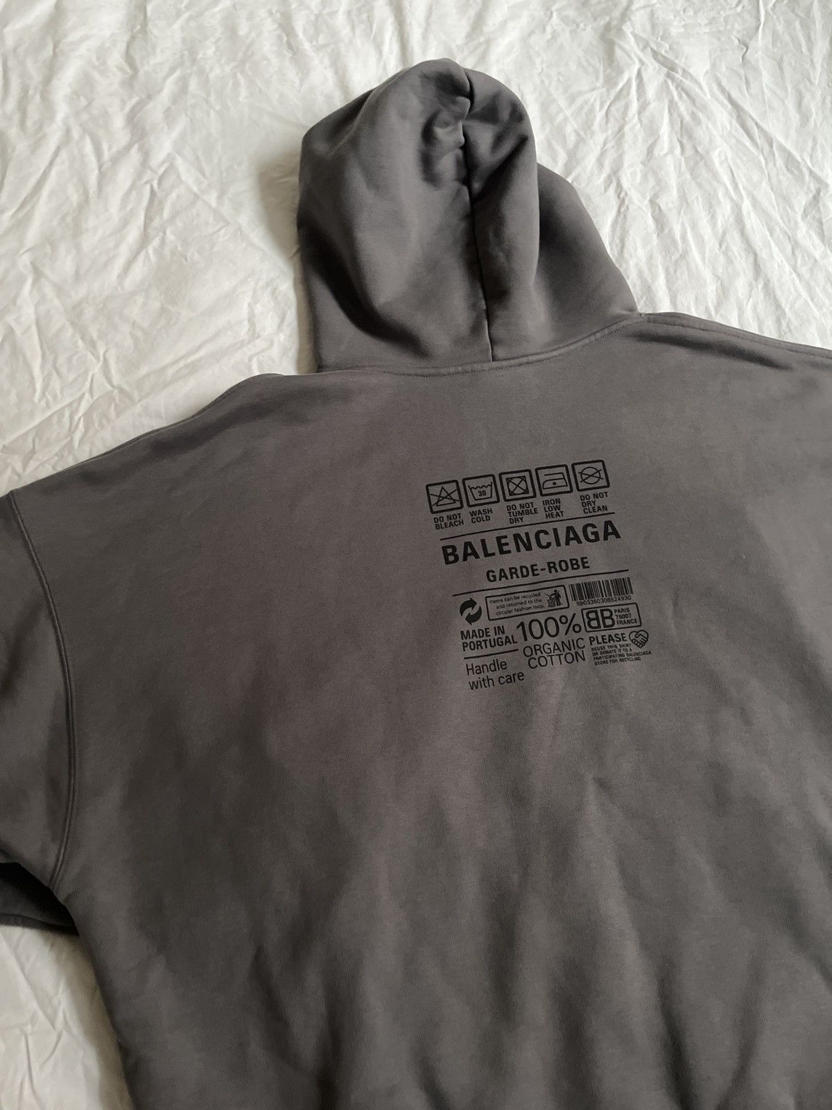 Balenciaga × Streetwear Balenciaga Care Label grey oversized hoodie ...