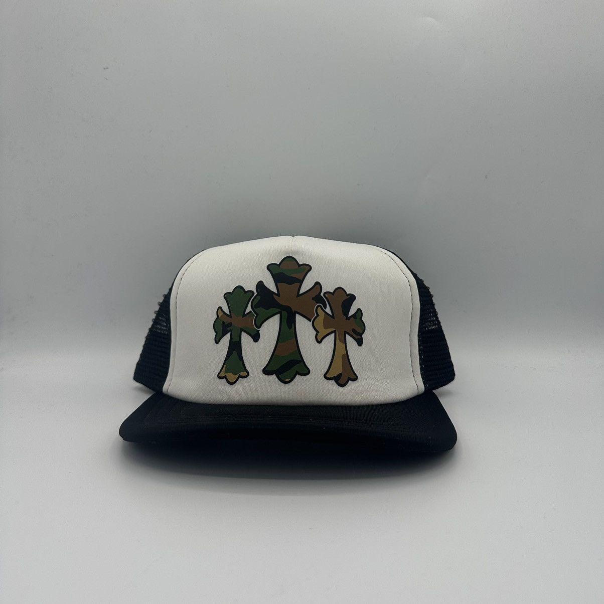Chrome Hearts Chrome Hearts Triple Cross Camo Black Trucker Hat | Grailed