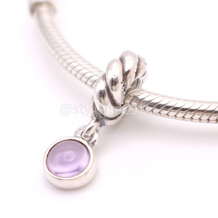 pandora Authentic PANDORA Amethyst Disk Drop Dangle Charm | Grailed