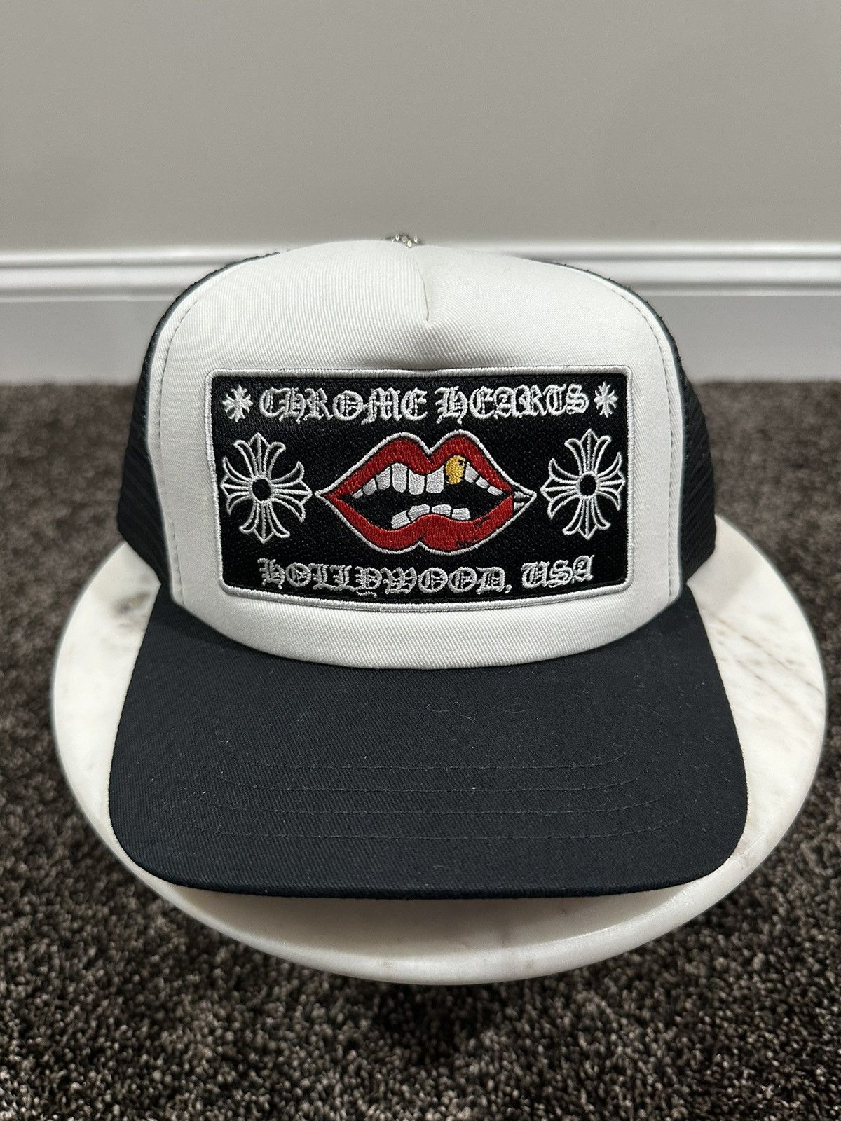Chrome Hearts Chrome Hearts Matty Boy Chomper Lips Black White Trucker ...