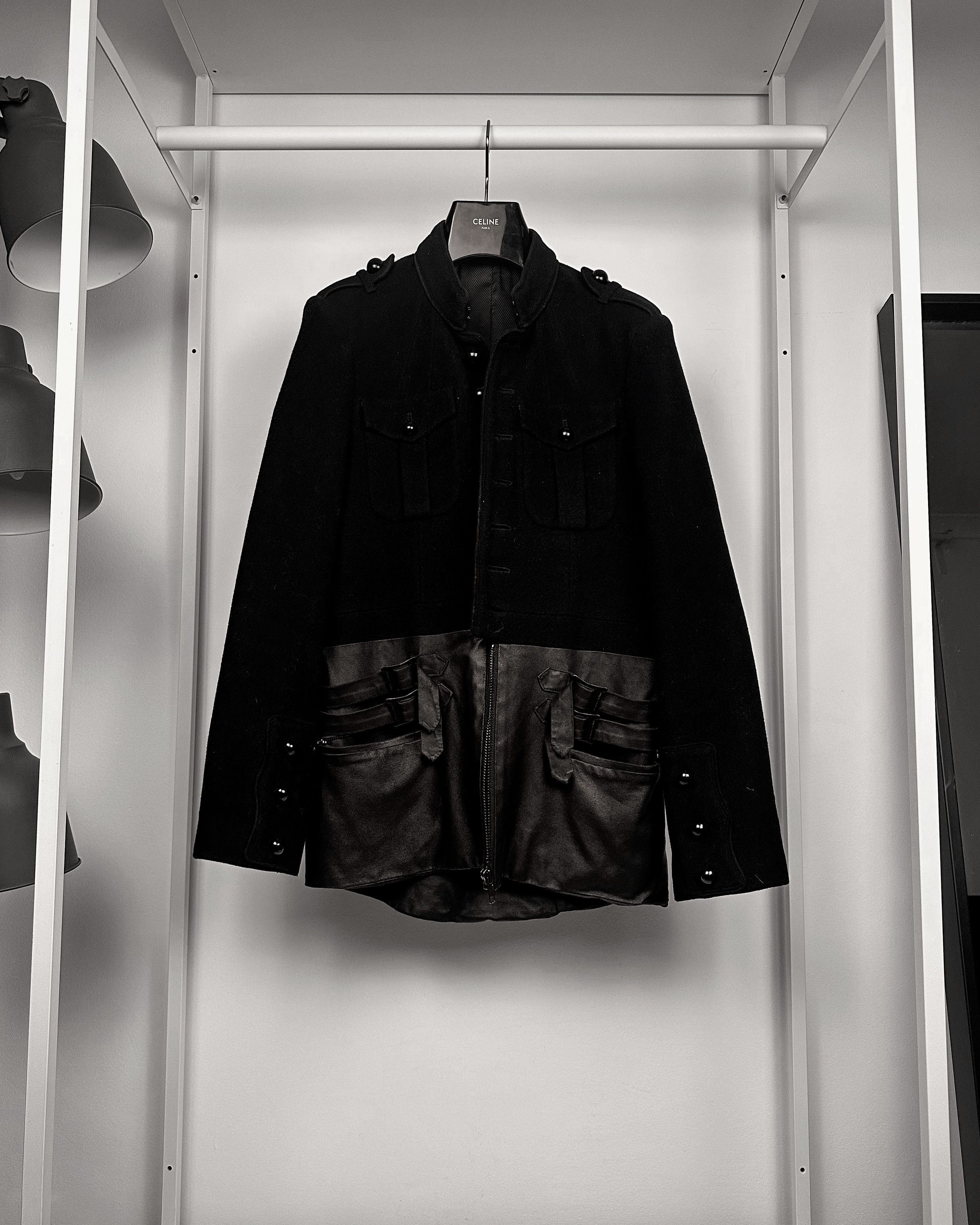Number (N)ine Number Nine Hybrid Wool Leather Napoleon Coat | Grailed