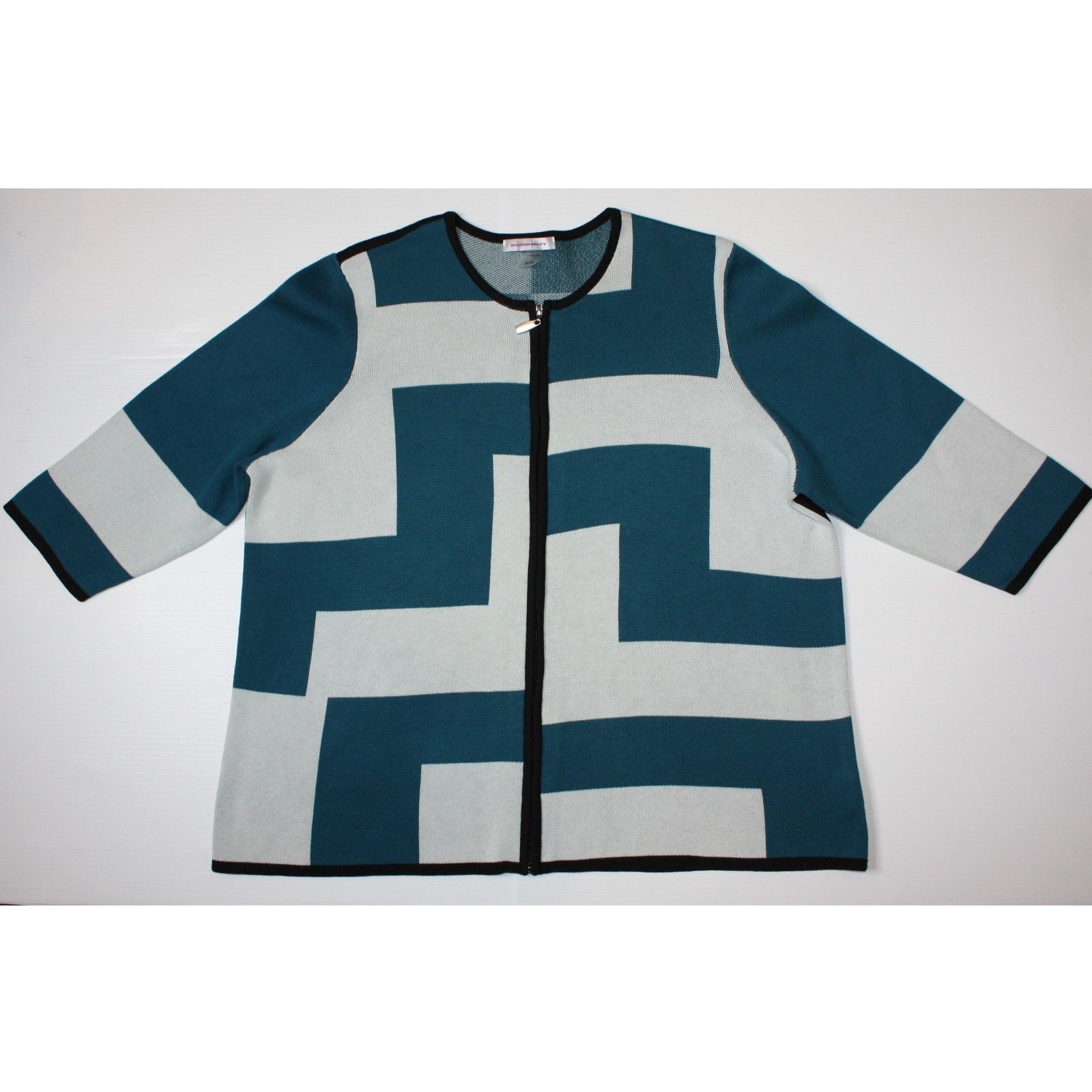 Other Allison Daley Knit Front Zip Sweater Jacket with 3/4" Sleeve ...