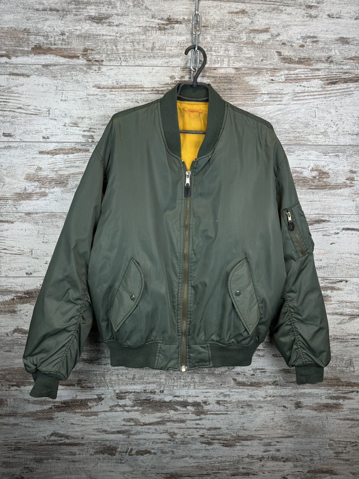 Bomber Jacket × Streetwear × Vintage Mens Ma1 Flyer Vintage Nylon Bomber Jacket Boxy Fit ...