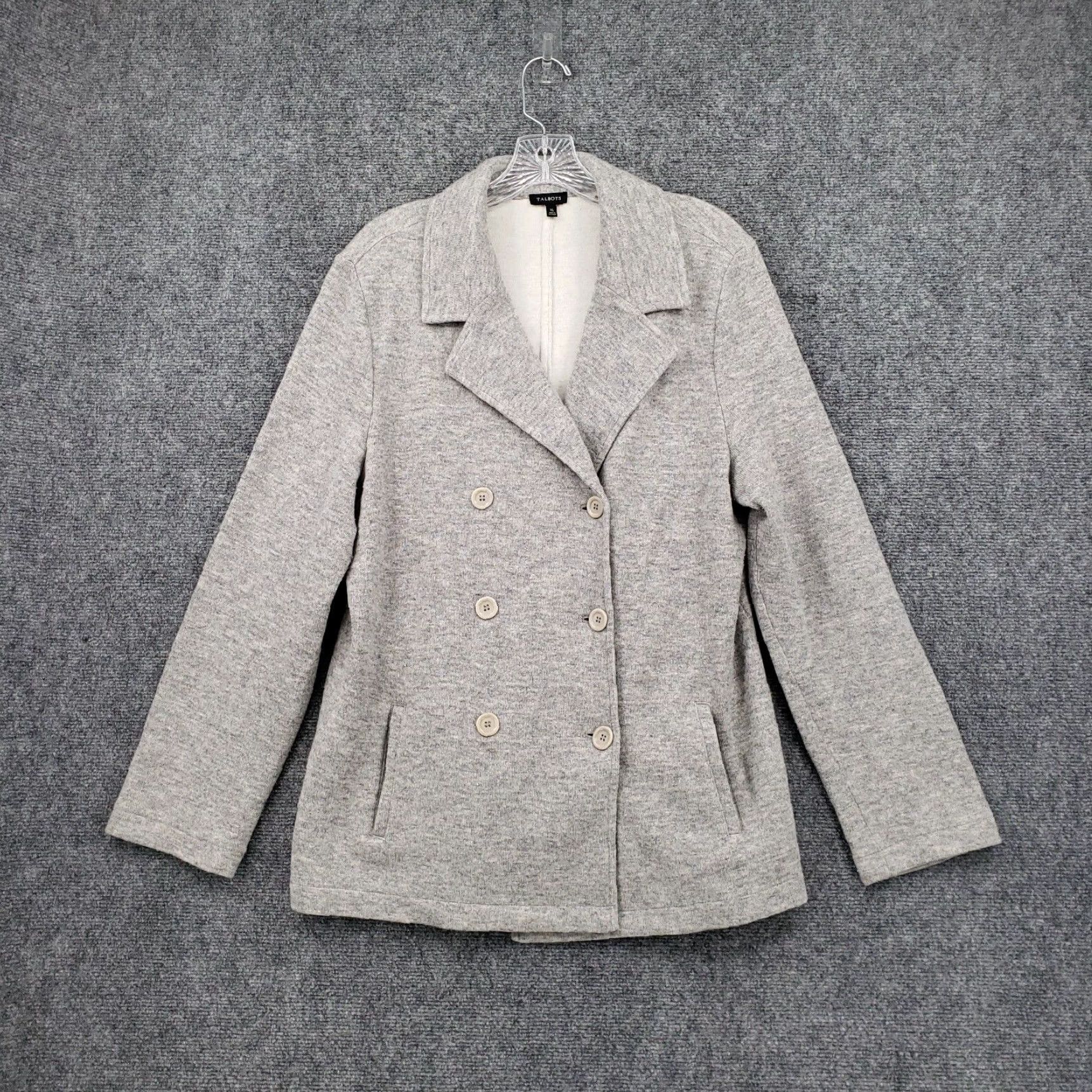 Talbots Talbots Womens Blazer XL Extra Large Gray Double Breasted Wool ...