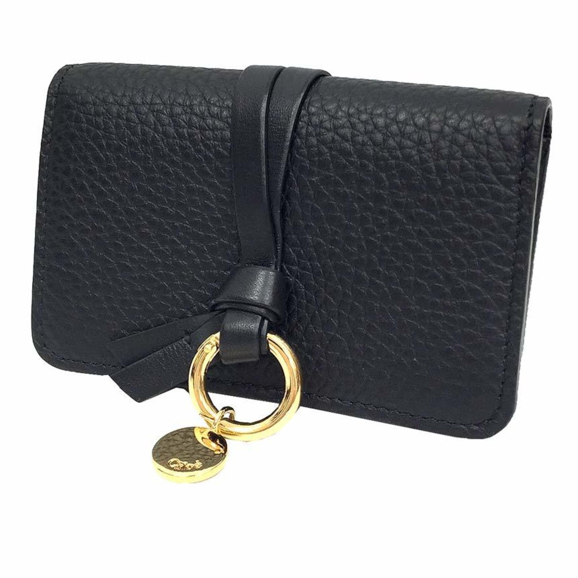 Chloe Chloé Chloe Alphabet Charm Leather Card Case Business Holder ...