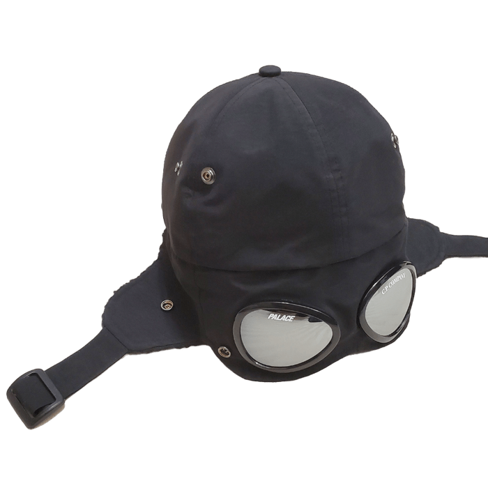 Palace PALACE x C.P. COMPANY GOGGLE EAR FLAP P-CAP BLACK | Grailed