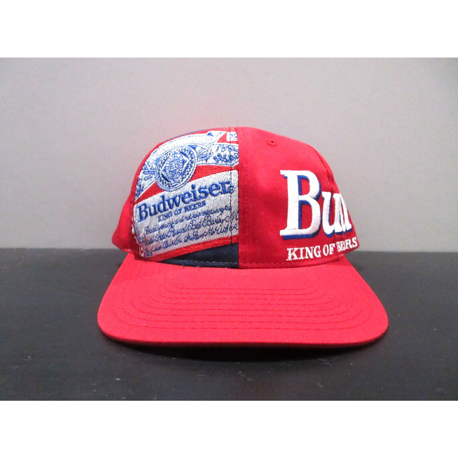 Budweiser VINTAGE Budweiser Hat Cap Snap Back Red Blue Bud Lite Beer ...