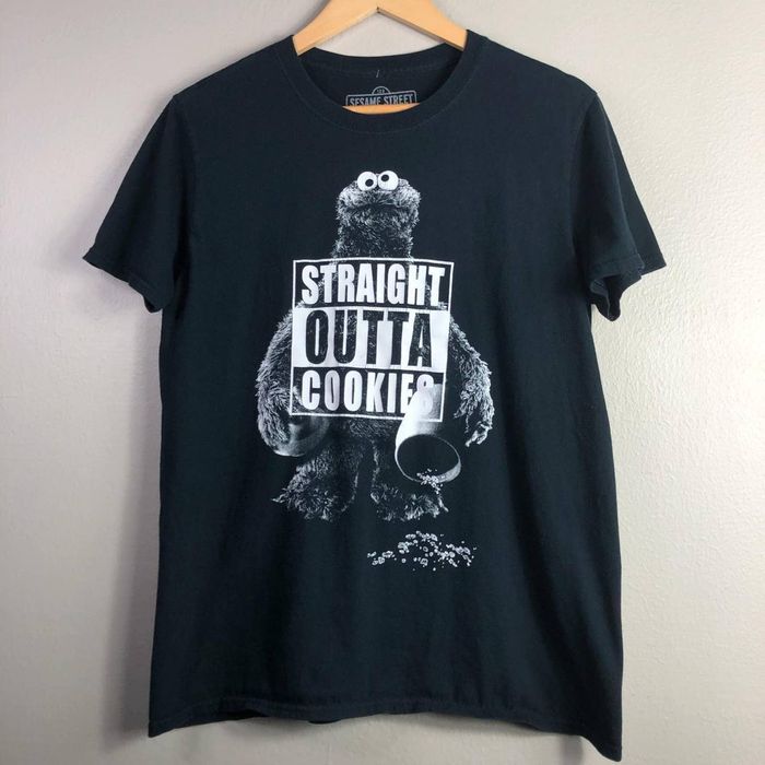 Streetwear Sesame Street Cookie Monster Straight Outta T Shirt Black M ...