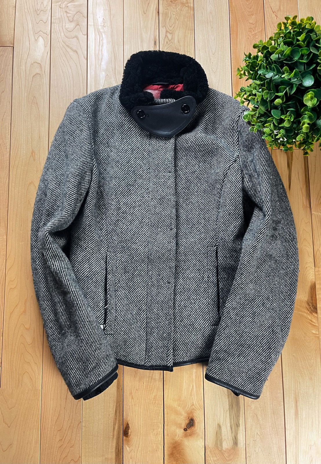 Prada Vintage 2000s Prada Sport Herringbone Grey Wool Coat | Grailed