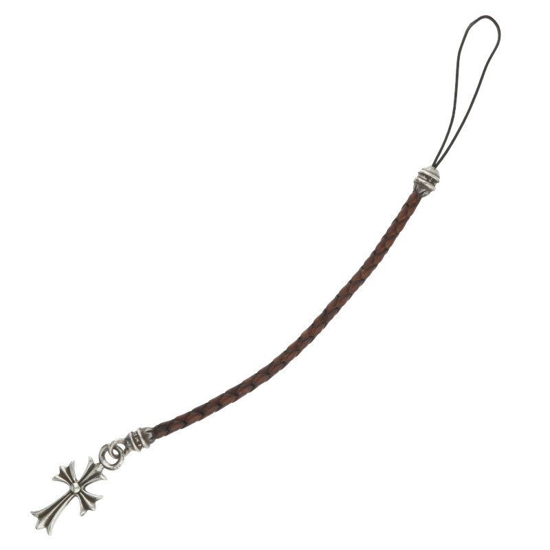 Chrome Hearts Tiny CH Cross Charm Leather Mobile Phone Strap Mobile ...