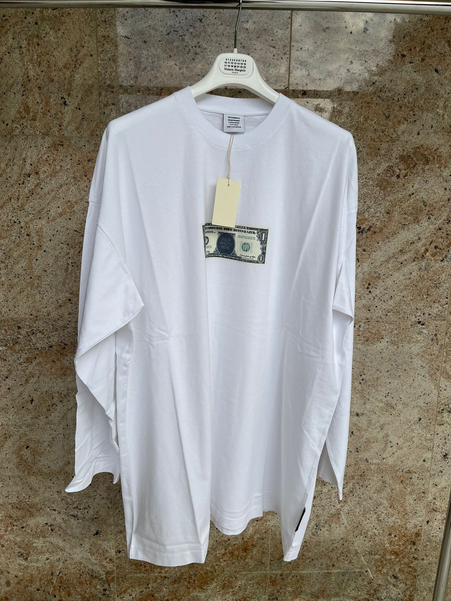 Vetements Dollar Logo T-Shirt LS in White | Grailed