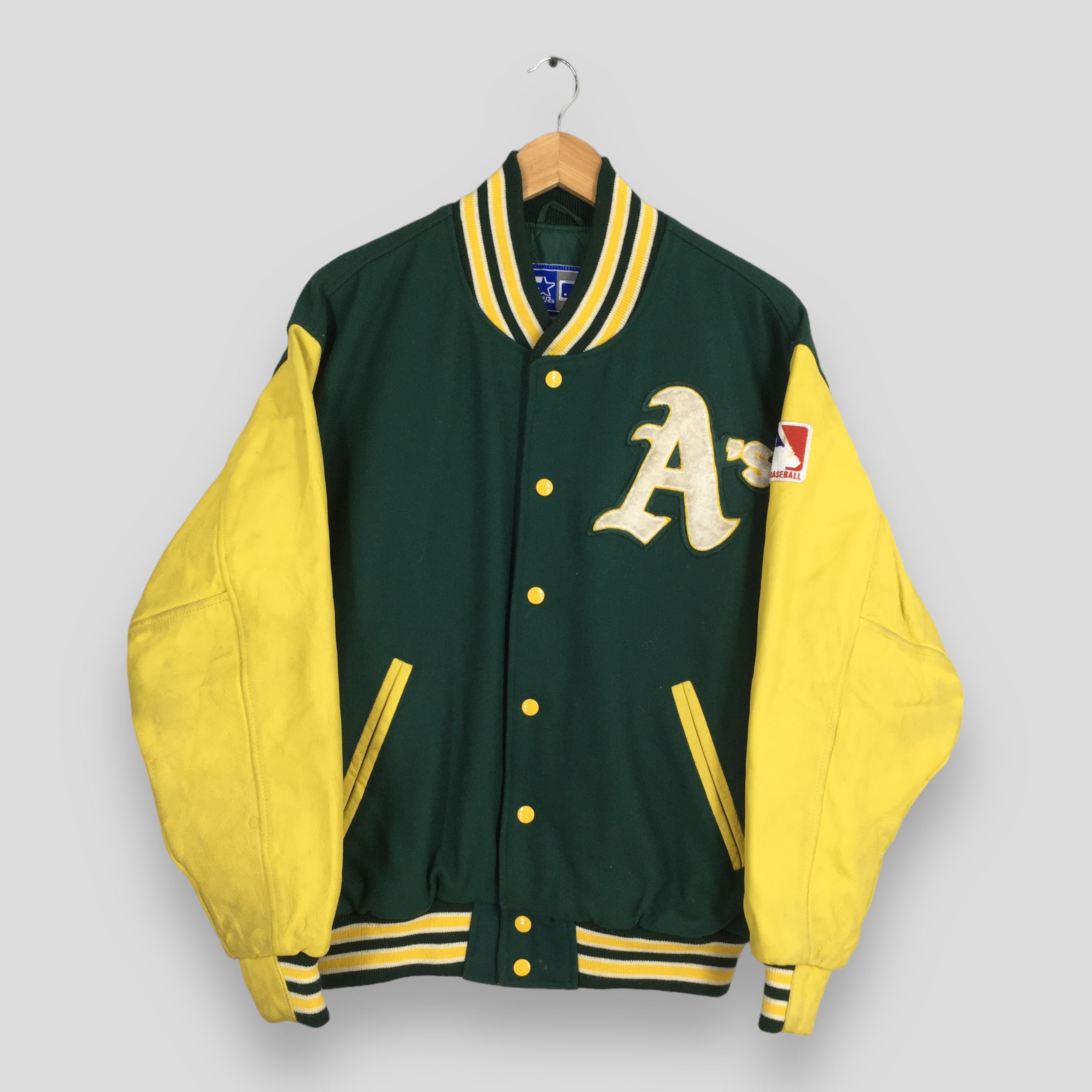 MLB × Varsity Jacket × Vintage Vintage Oakland Athletics Mlb Leather ...