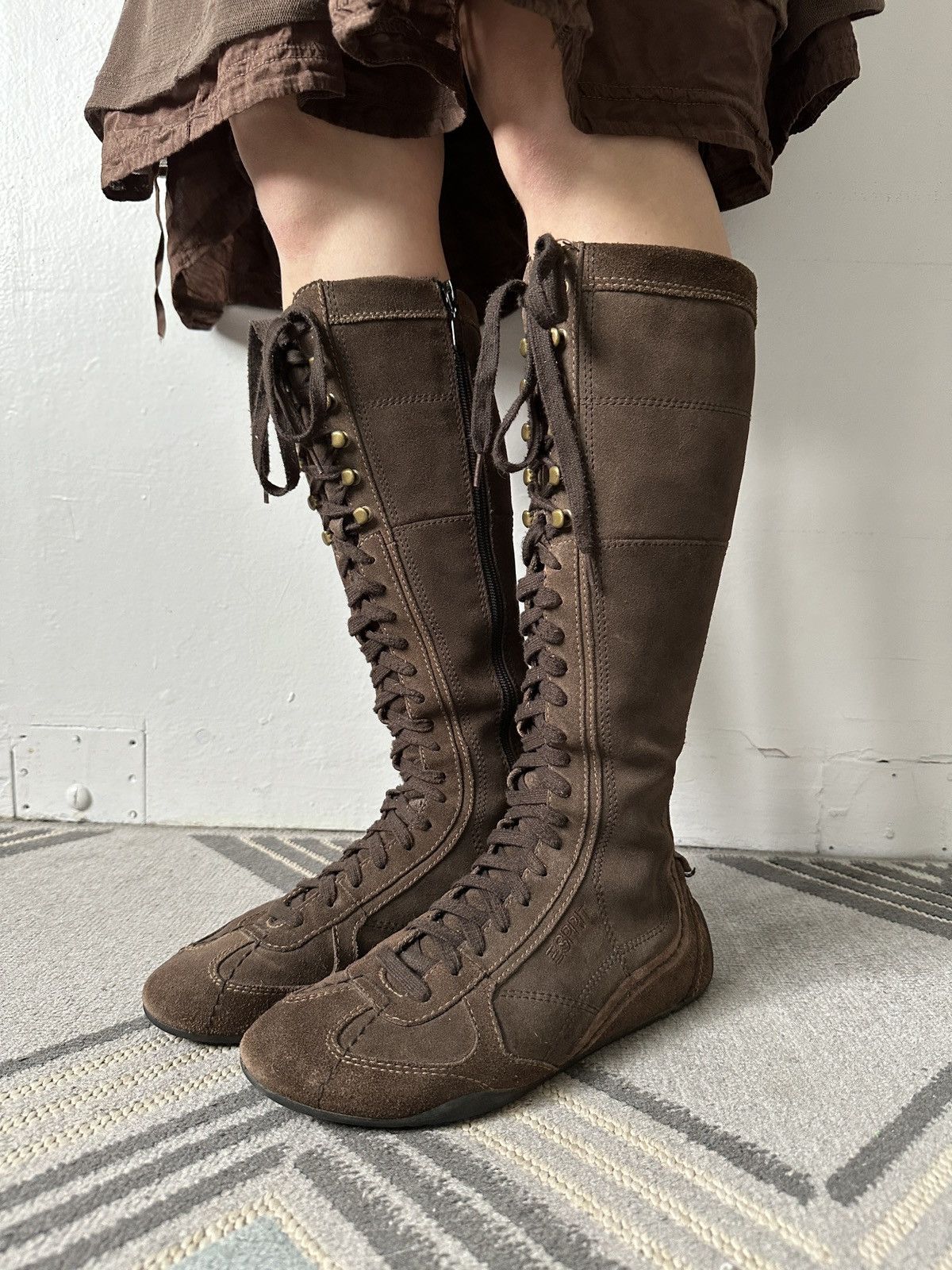 Vintage Vintage high boots Esprit moto biker lace boxing shoes core ...