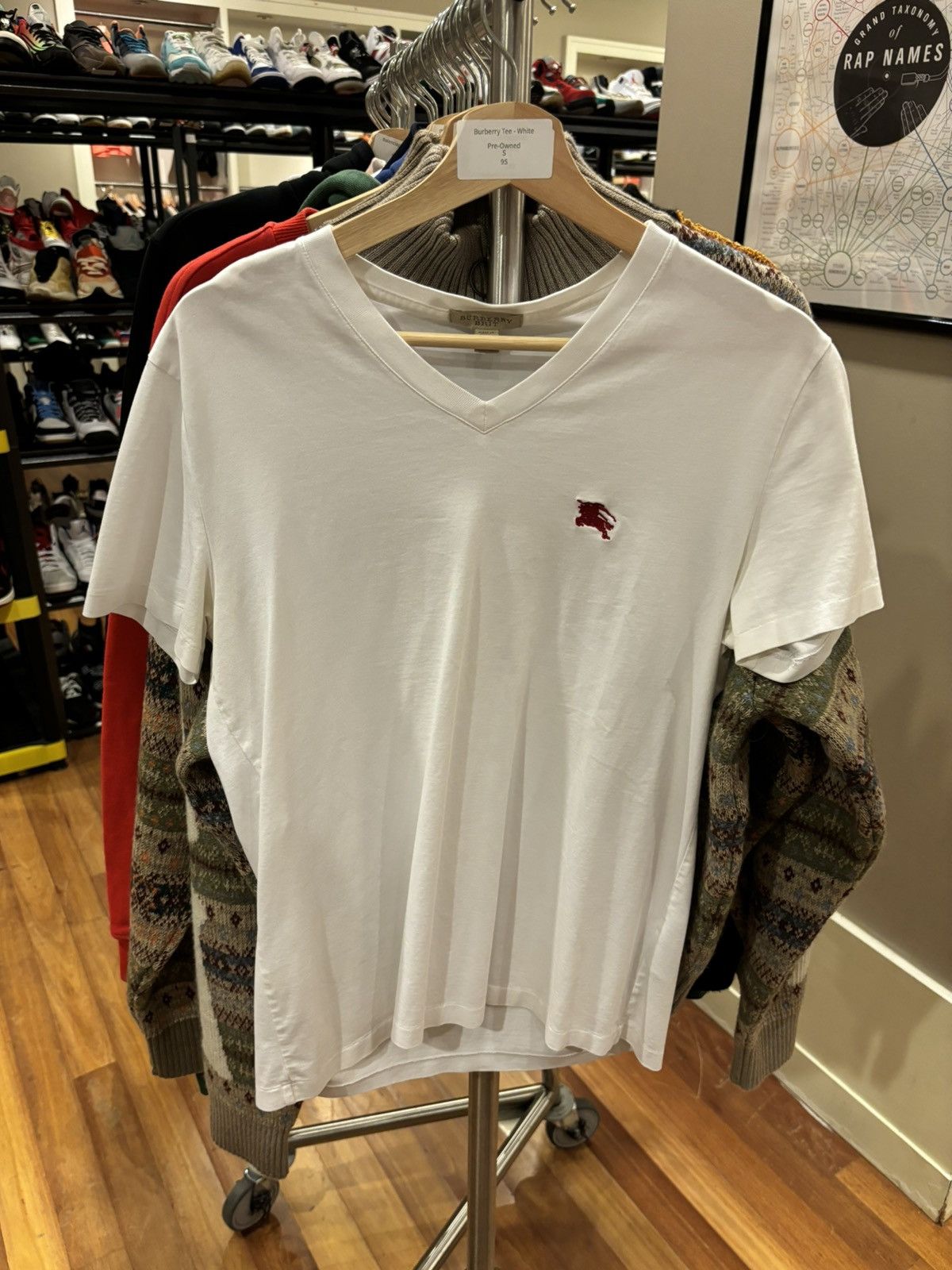 Burberry V Neck T Shirt White