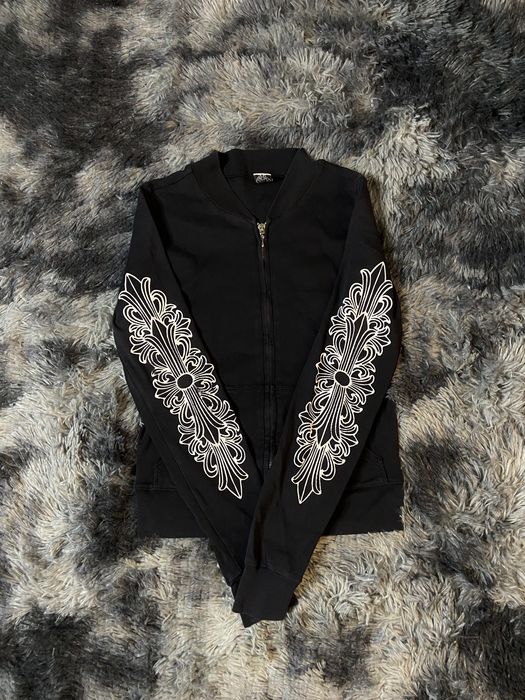Chrome Hearts RARE Chrome Hearts Track Jacket Floral Cross Black Zip Up ...