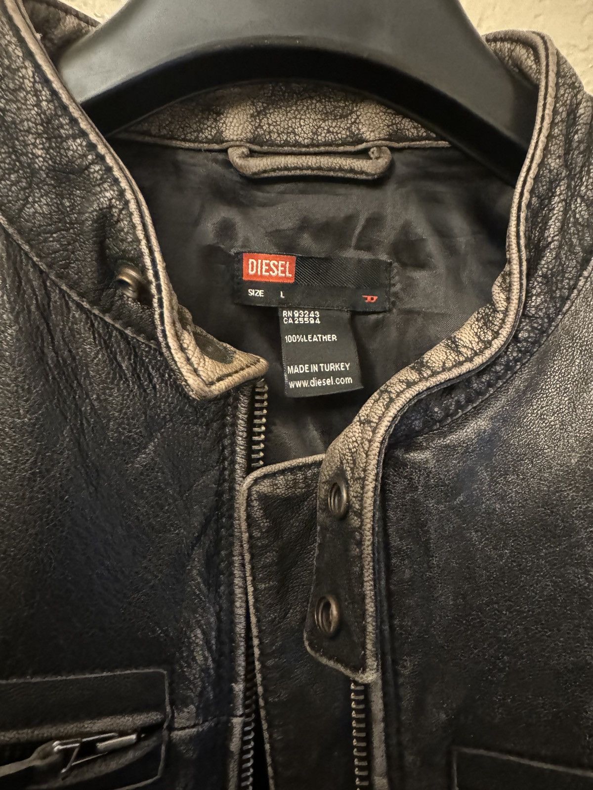 Diesel Vintage Diesel Stone Washed Leather Biker Jacket | Grailed
