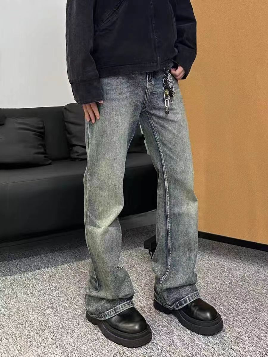 Japanese Brand × Jean × Streetwear Washed distressed micro-flare retro ...