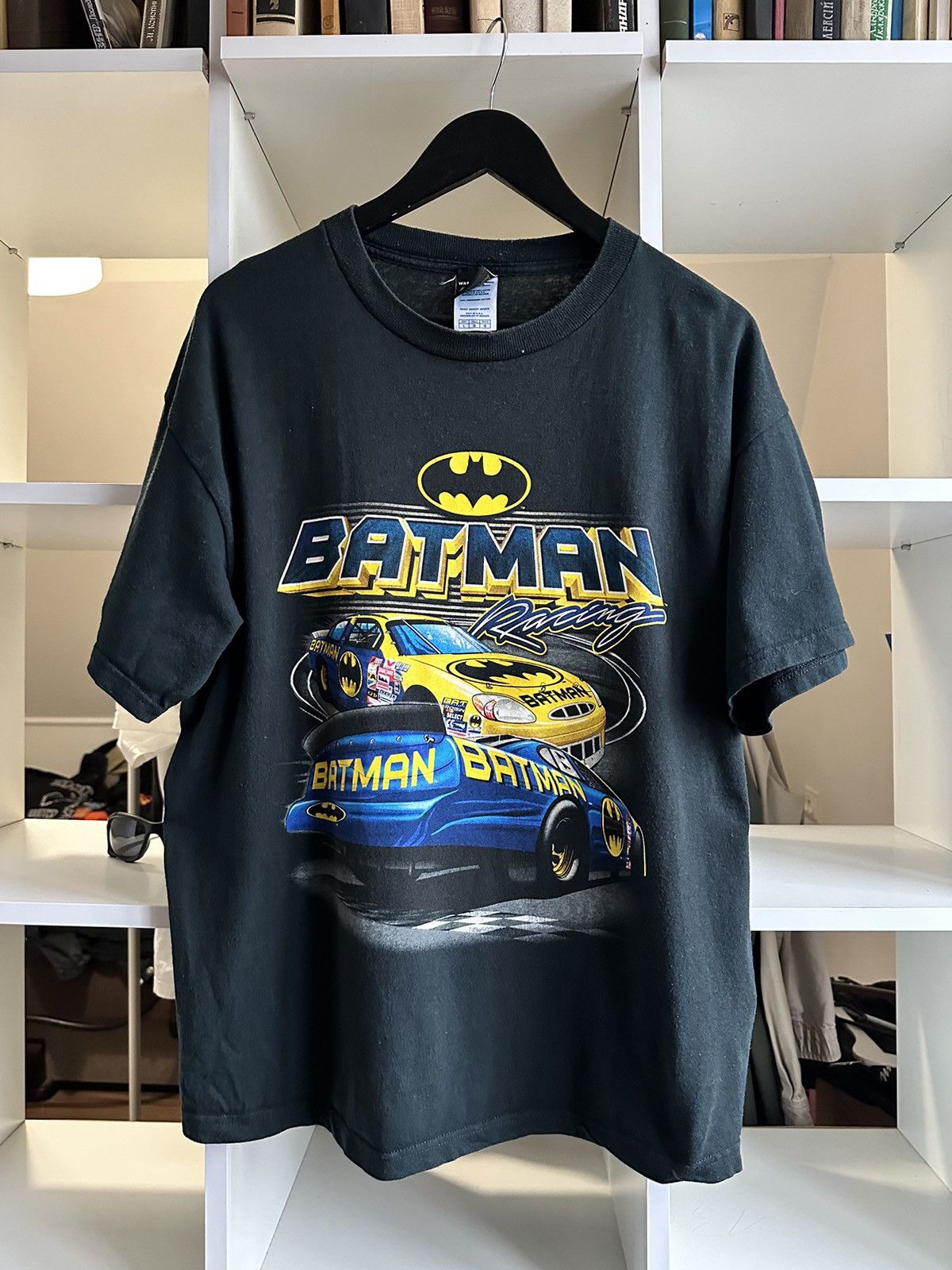 Batman × NASCAR × Vintage Vintage 90s BATMAN x NASCAR Cars Printed Tee ...