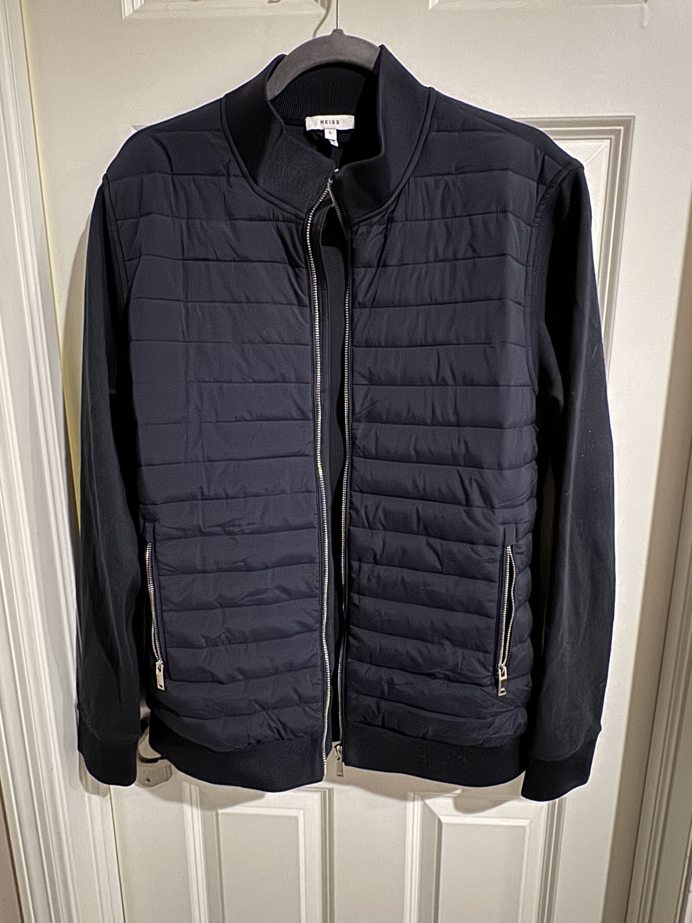 Reiss Reiss Flintoff Jacket - Navy Quilt and Knit Zip | Grailed