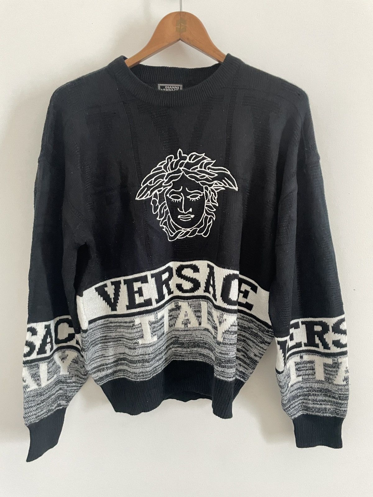 Versace VINTAGE GIANNI VERSACE MEDUSA KNIT SWEATER | Grailed