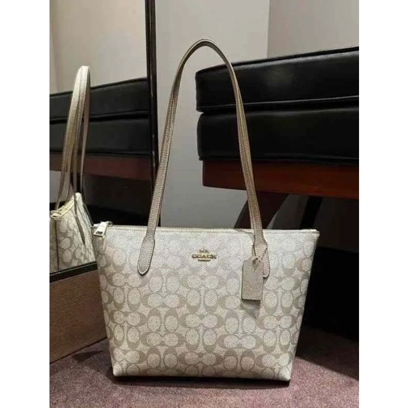 Coach Coach CW396 Fiona Zip Tote Bag In Signature Canvas Champagne ...