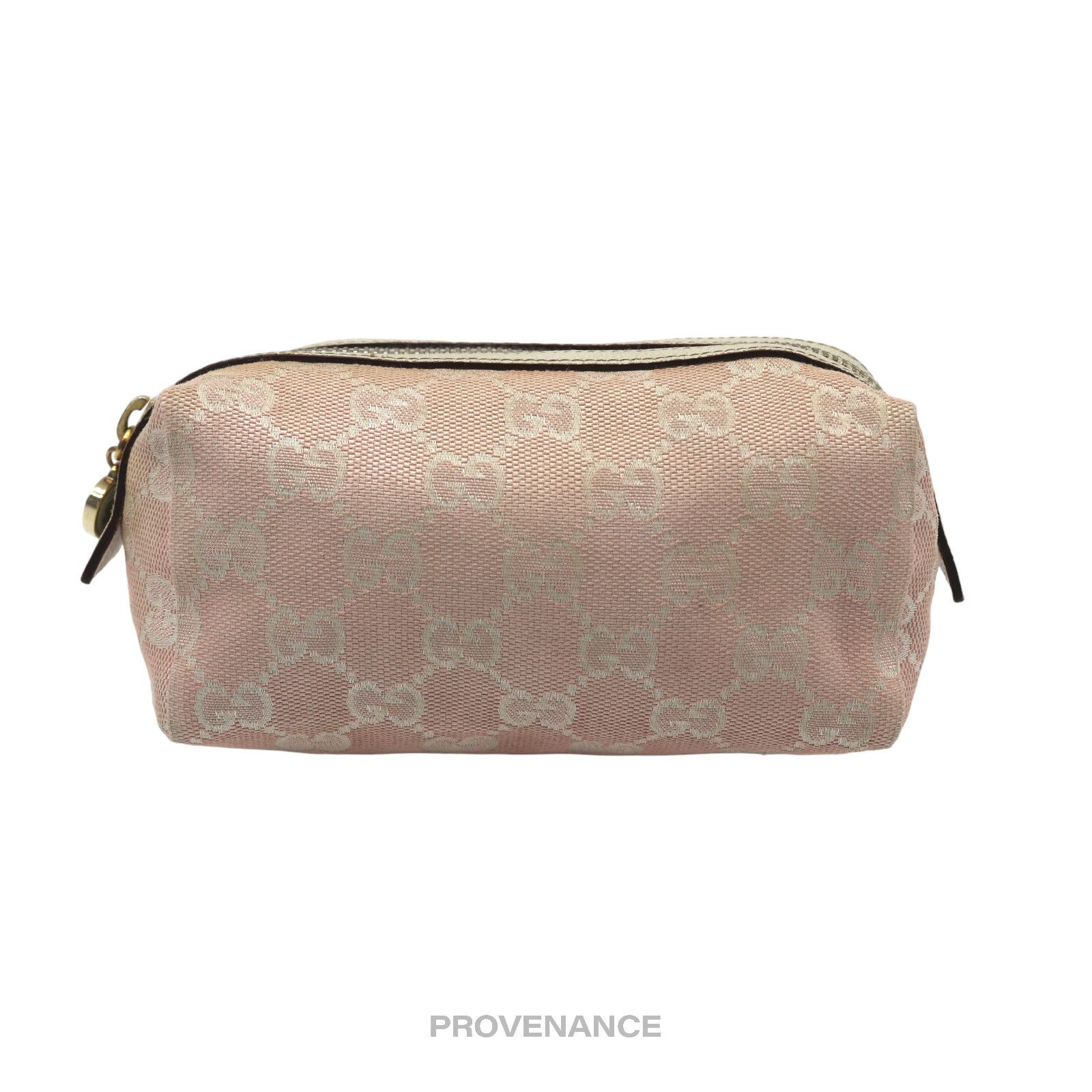 Gucci 🔴 Gucci Cosmetic Pouch - Powder Pink GG Canvas Heart | Grailed