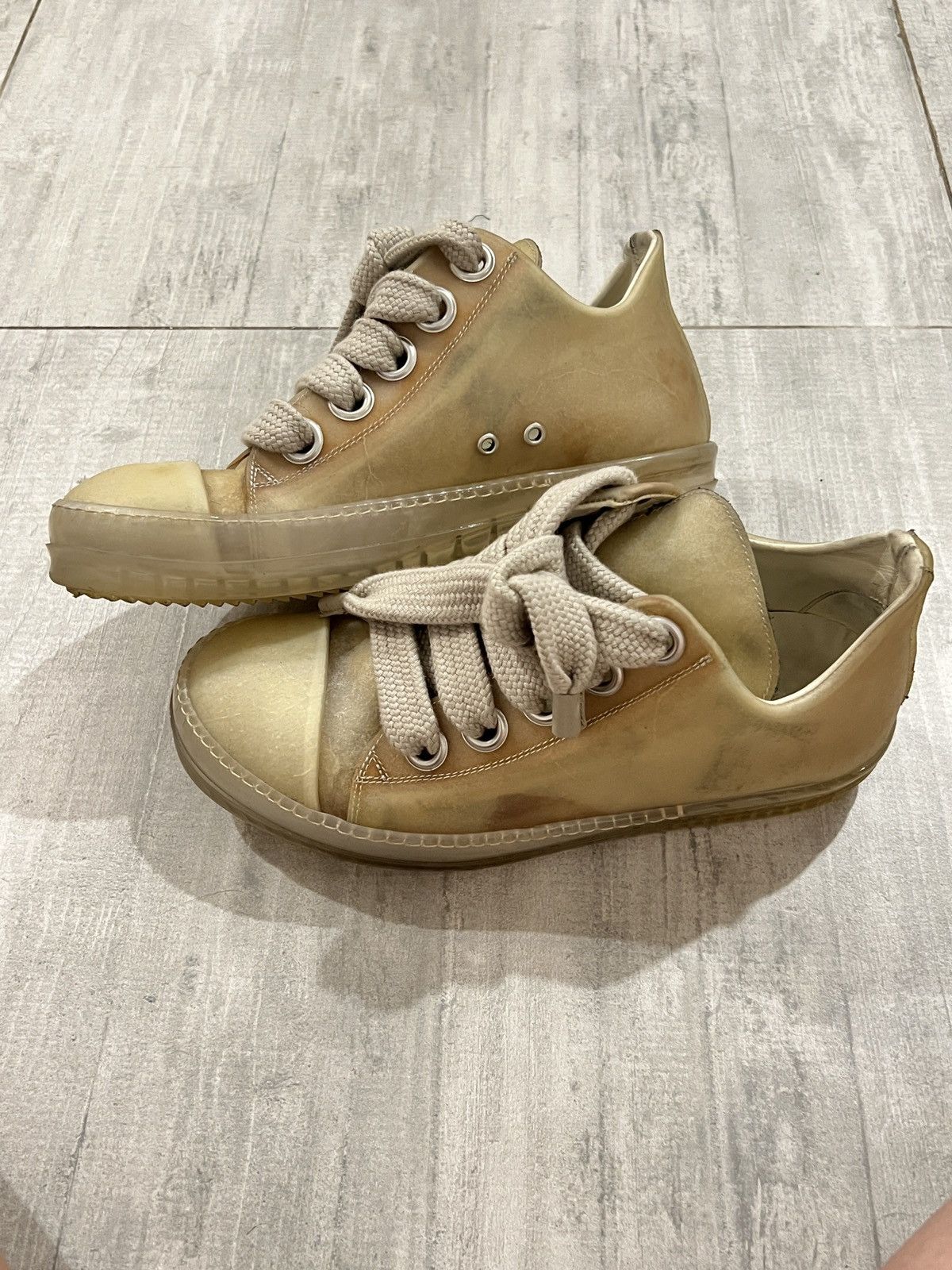 Rick Owens Rick Owens Jumbo Lace Low Sneaker Natural/Clear | Grailed