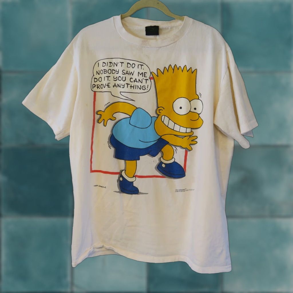 Changes VINTAGE Bart Simpson T Shirt Adult XL White Single Stitched ...