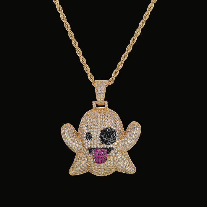 Vintage Iced Out Ghost of Grimace Necklace | Grailed