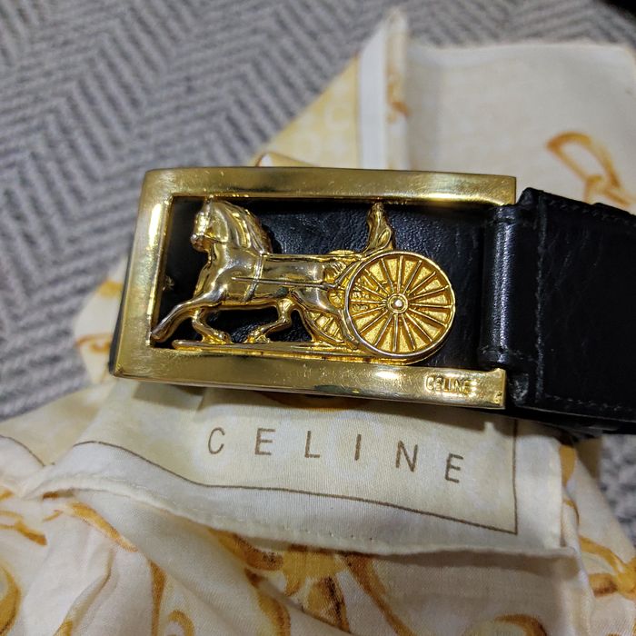 Celine 💥RARE💥 VINTAGE 70s CELINE HORSE CARRIAGE LOGO BELT | Grailed