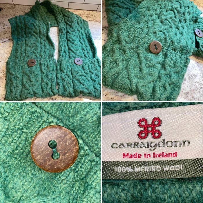Carraig Donn $80 CarraigDonn IRISH Ireland Merino Wool Aran Scarf Green ...