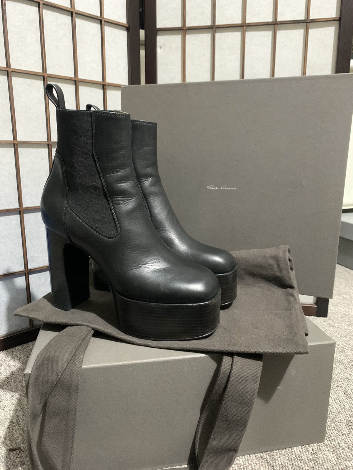 Rick Owens Rick Owens Black Platform Kiss Boots | Grailed