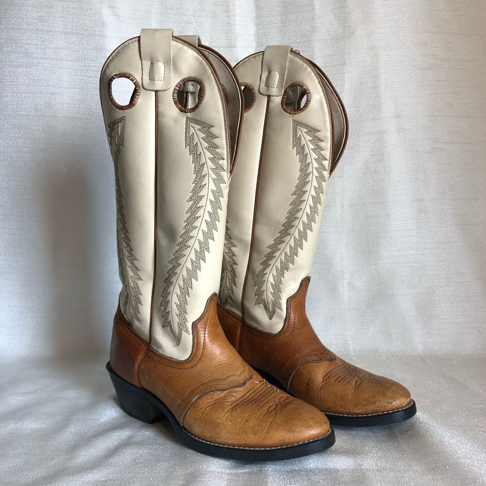 Other Texas Western Cream / Tan Embroidered Cowboy Boots | Grailed