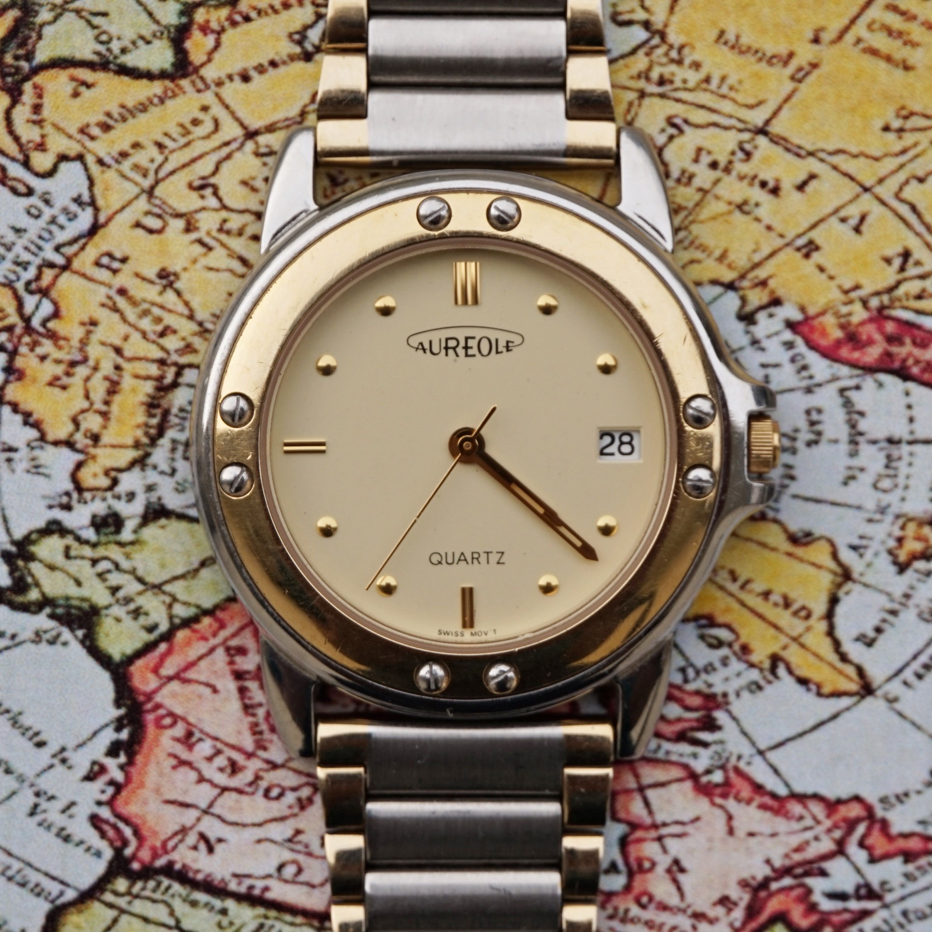 Vintage 70s Aureole Swiss Made Watch dual tone quartz | Grailed