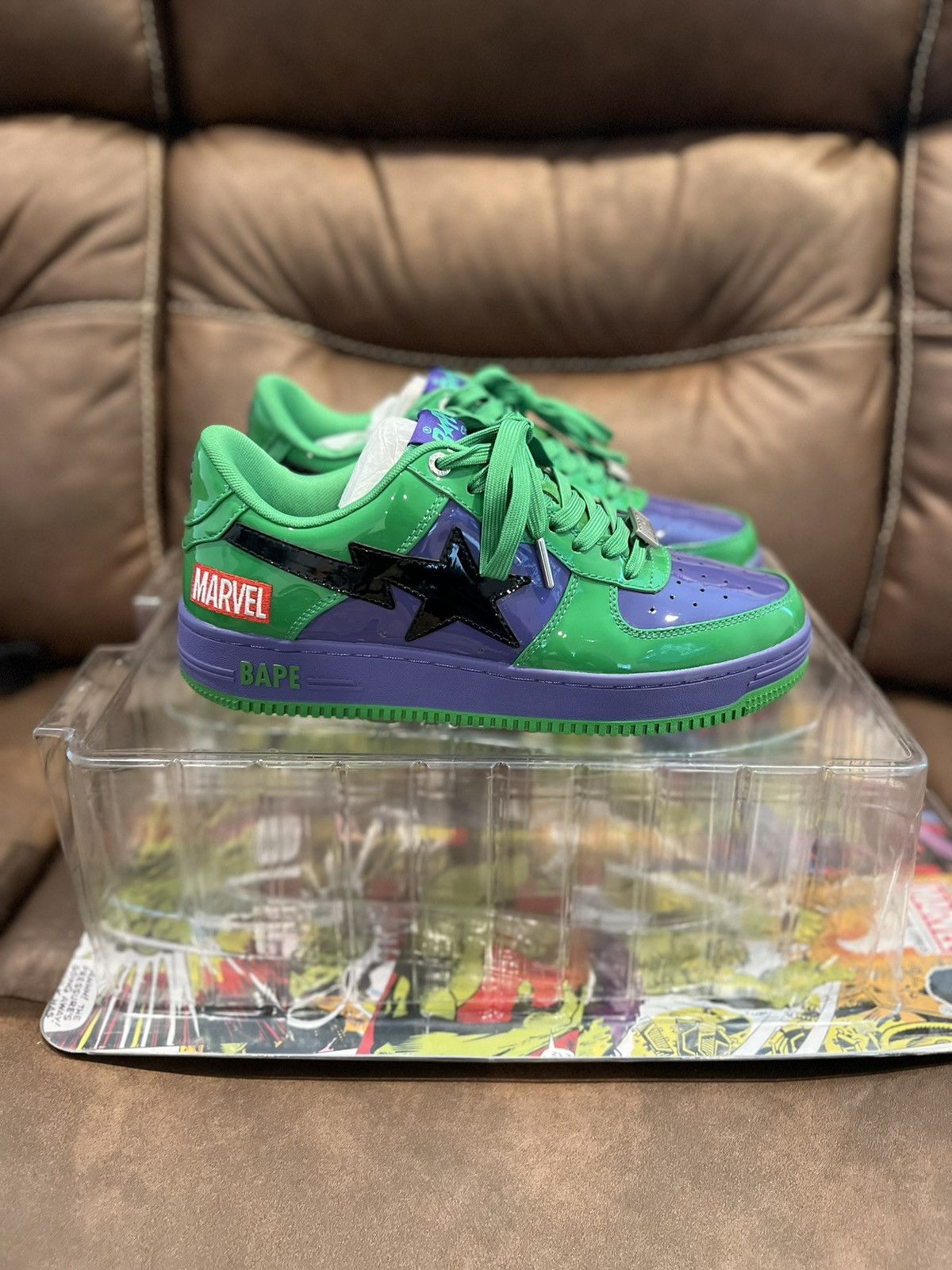 Bape × Marvel Comics Bape x Marvel Hulk Bapesta (2022) | Grailed