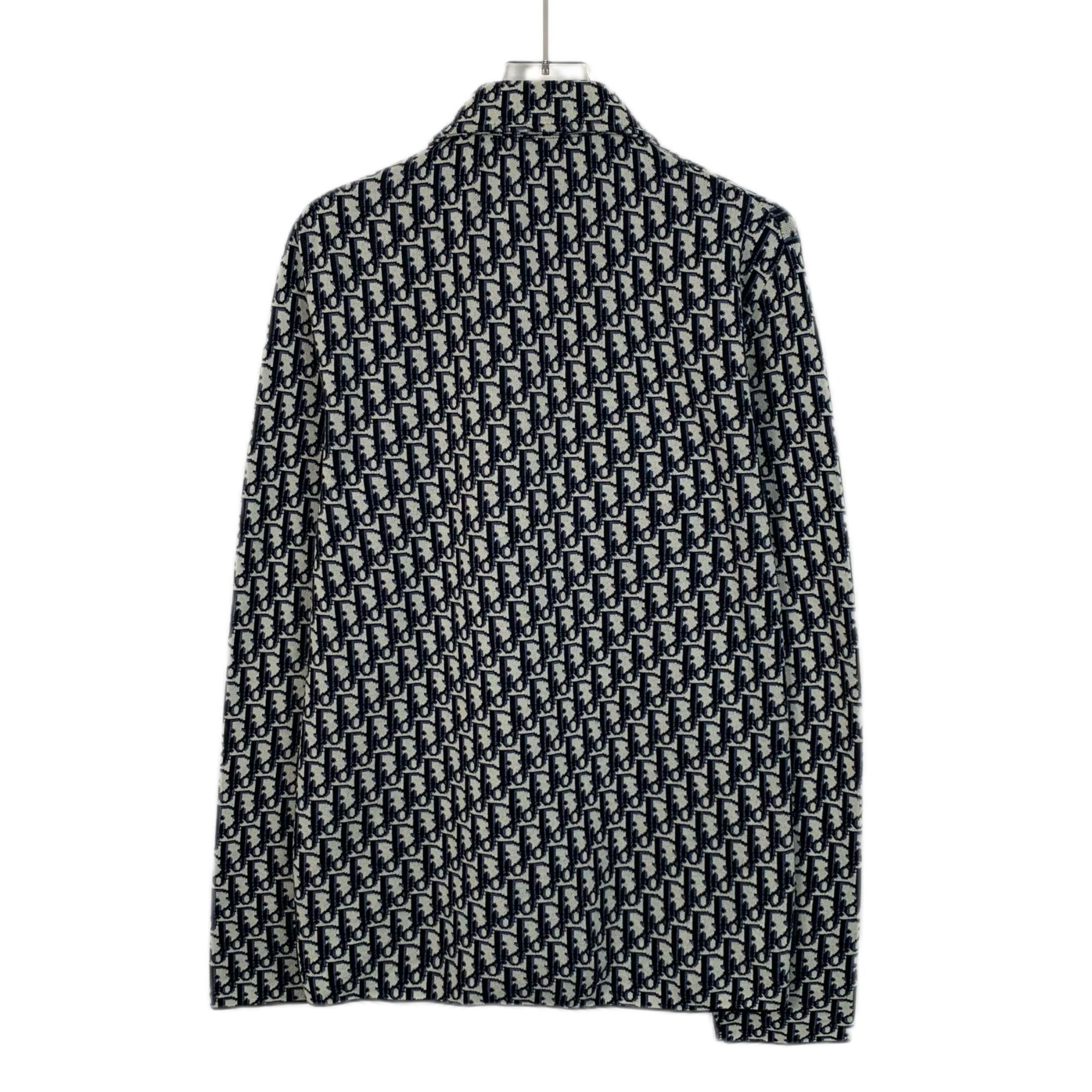 Dior Christian Dior Monogram Button-Up Shirt XS Navy/White Knit W | Grailed